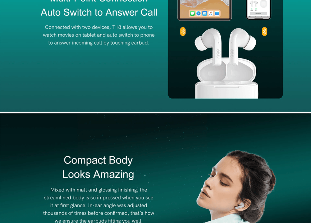 هندزفری بلوتوث کیو سی وای مدل QCY T18 - شیائومی بازار